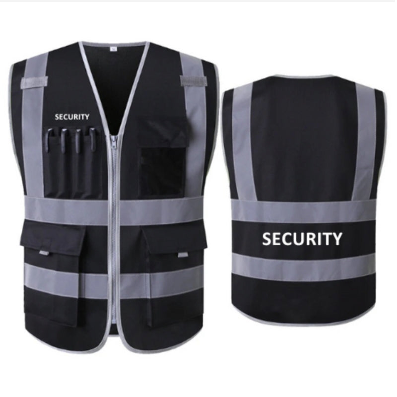 Black Security Guard Safety Vest (Small/Medium, Large/XL, 2XL/3XL Size ...